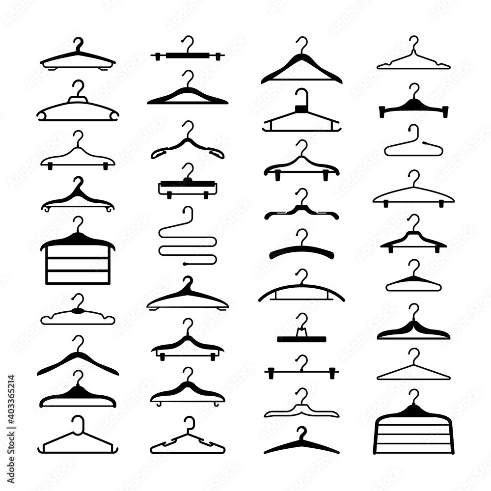 Hangers for clothing set. Wooden black trempel plastic handy tool for ...