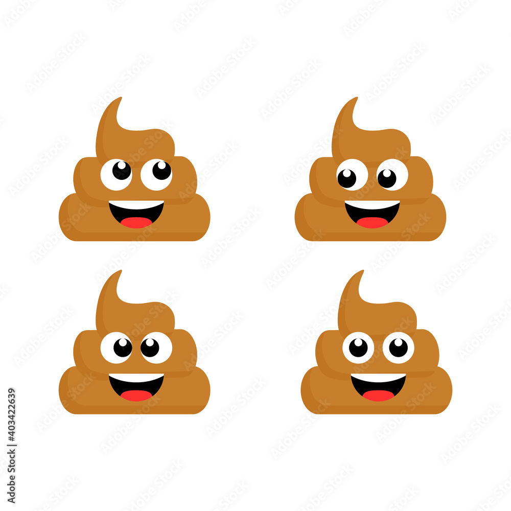 Cute funny poop set characters. Poop emoji flames icon collection ...