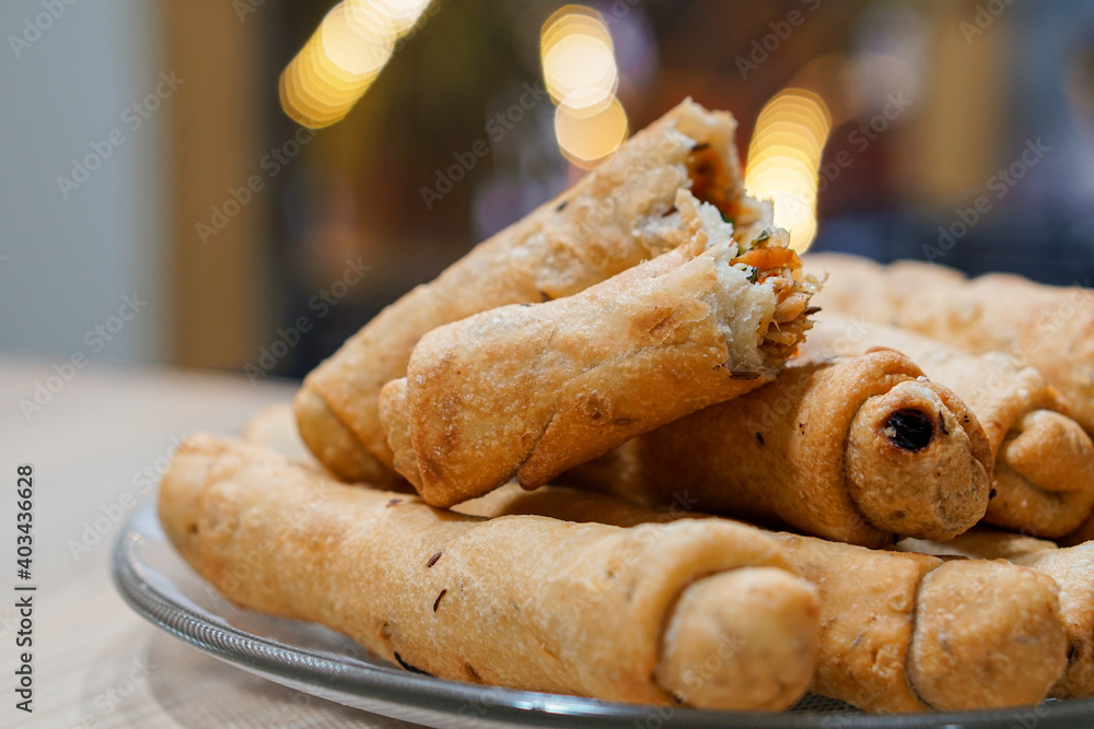 Pakistani and indian famous chicken role. Stock Photo | Adobe Stock