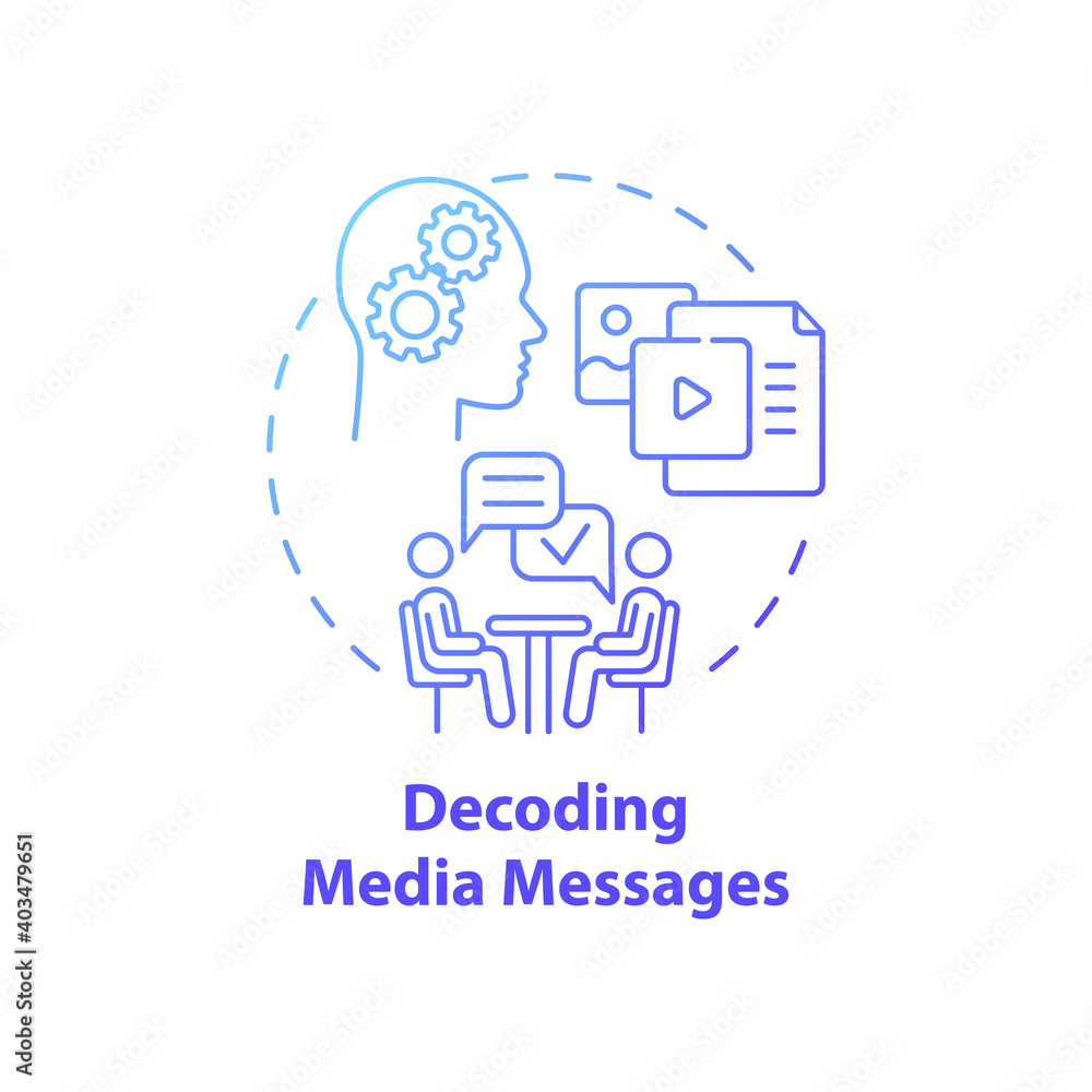 Decoding media messages concept icon. Media literacy elements idea thin ...