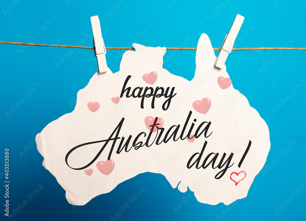 Happy Australia Day message greeting written card across Australian ...
