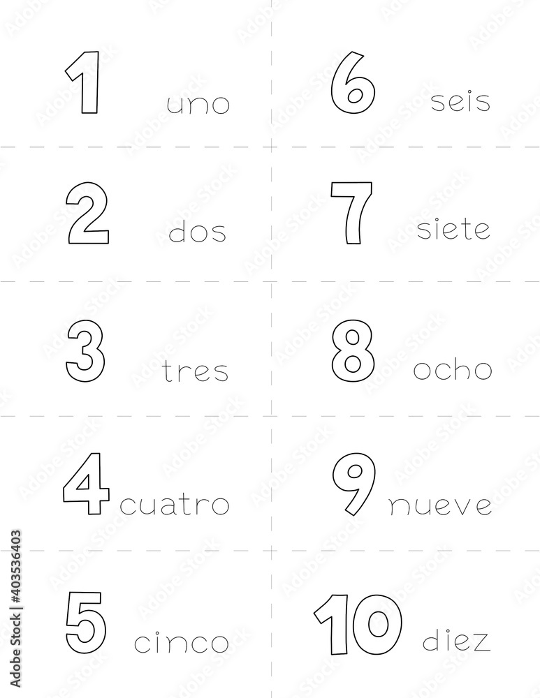Ilustración de Stock spanish coloring pages, numbers from 1 to 10 ...