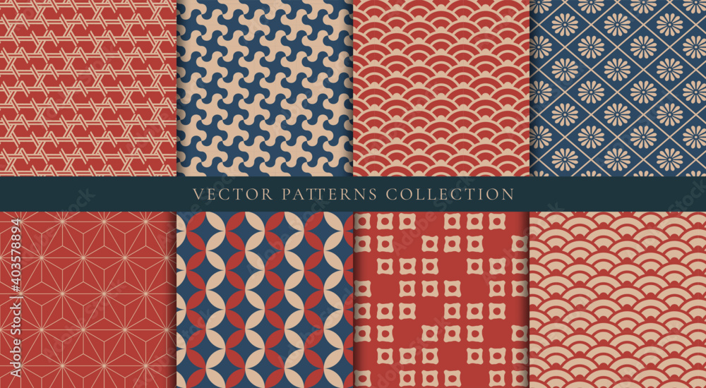 Japanese patterns vector. Creative geometric shape and ornamental ...