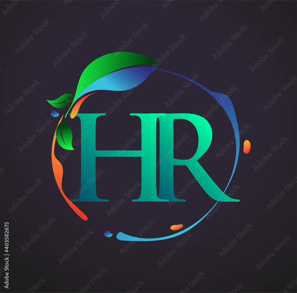 Initial Letter HR With nature elements Logo, colorful nature and ...