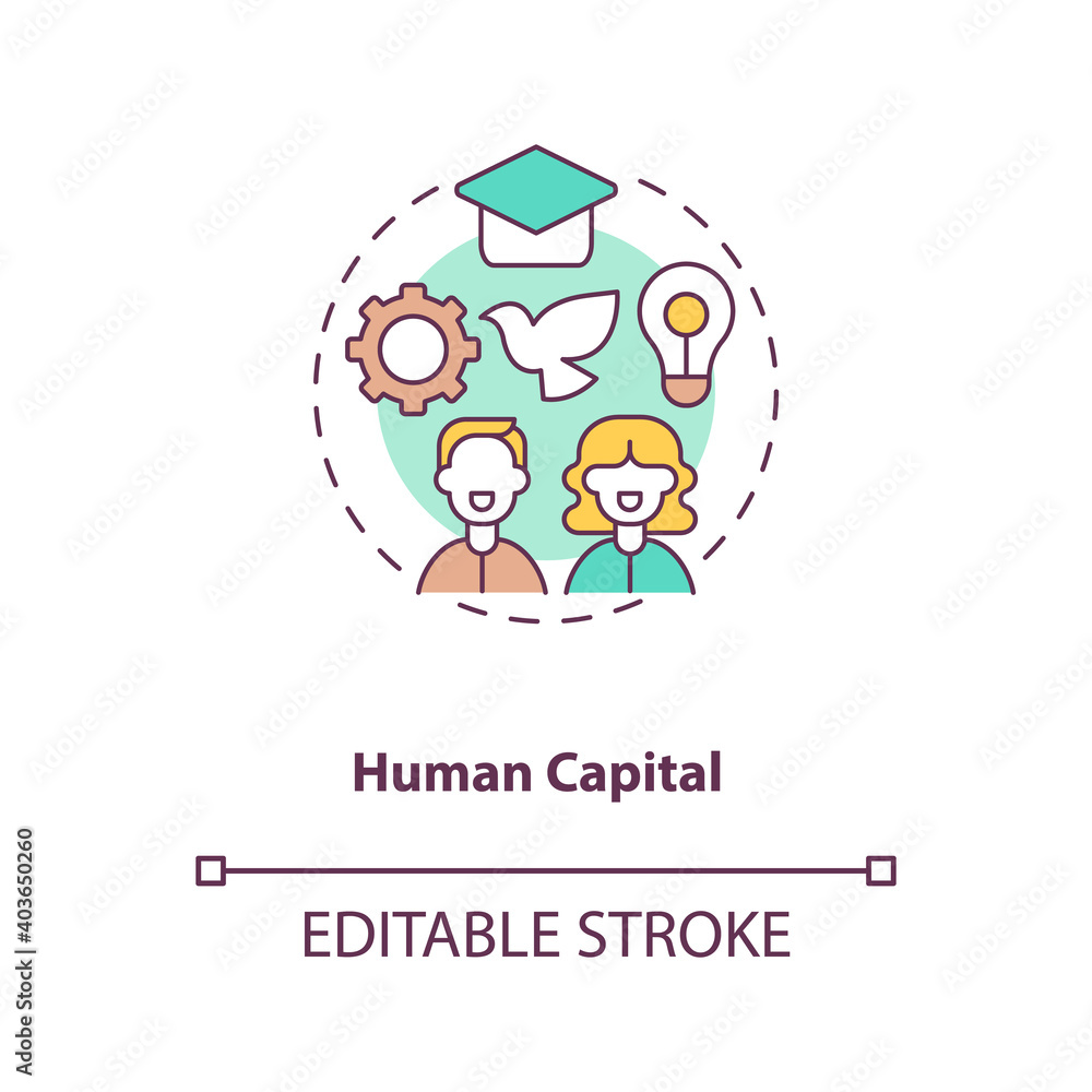 Human capital concept icon. Intangible assets type idea thin line ...