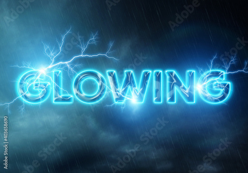 Glowing Text Effect with Lightning Mockup Stock Template | Adobe Stock
