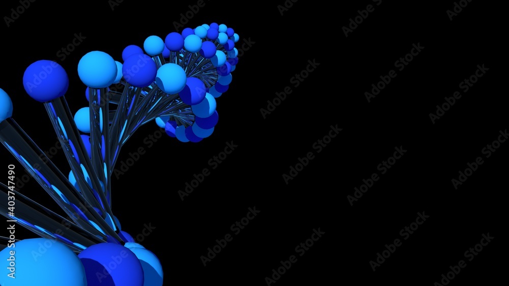 3d illustration, molecule chain, dna model. Genetic model, atoms are ...