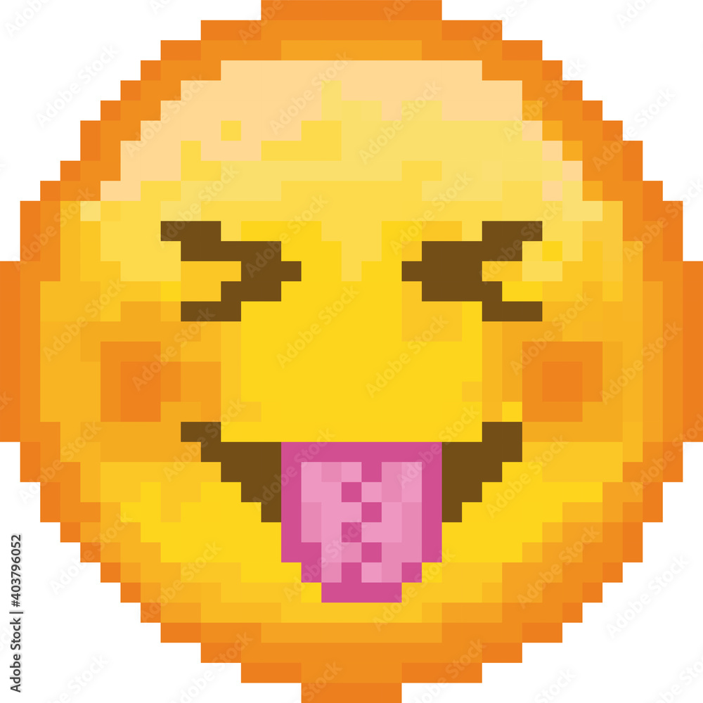 Pixel emoji. emoticon. Vector smiling face. Smiling face. Happy. Cute ...