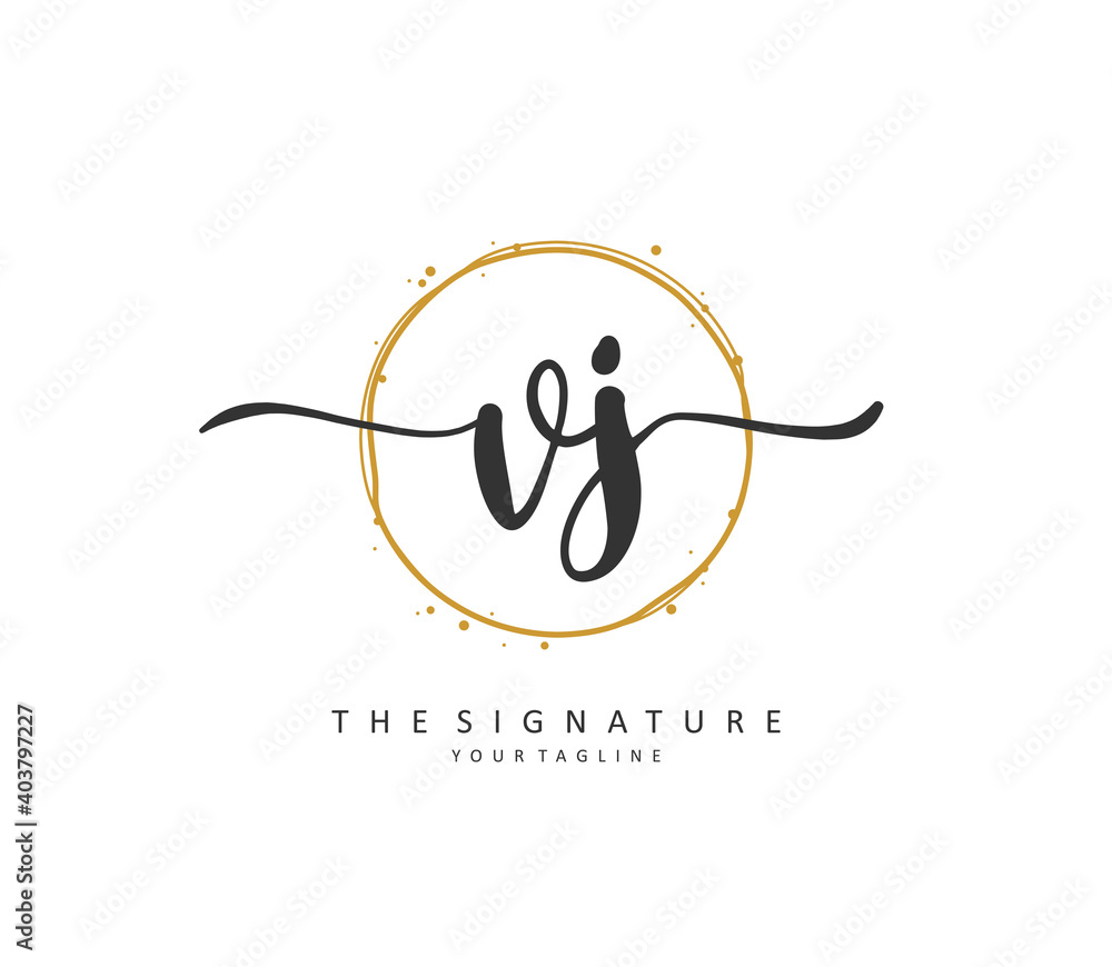 VJ Initial letter handwriting and signature logo. A concept handwriting ...