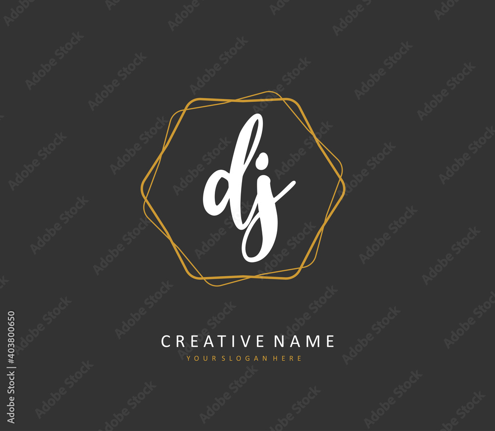 DJ Initial letter handwriting and signature logo. A concept handwriting ...