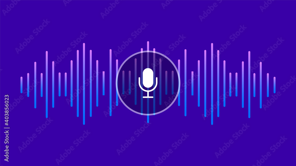 Voice assistant and voice recognition. Personal assistant. Sound wave ...