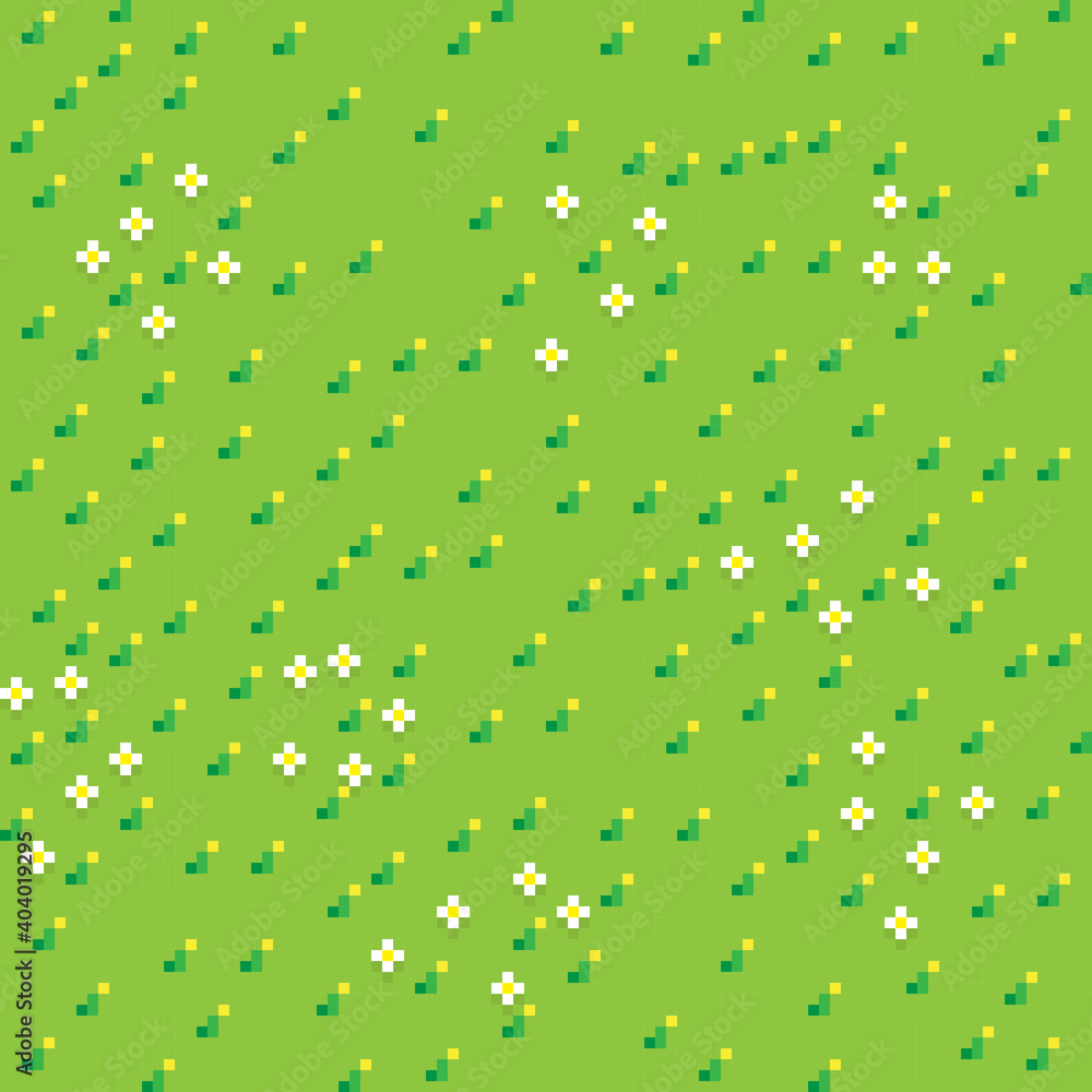Grass pixel art background. Grass texture. Pixel art vector. Flower ...