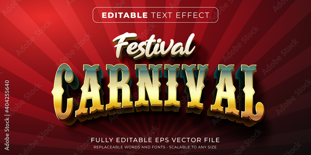 Editable text effect in carnival circus style Stock Vector | Adobe Stock
