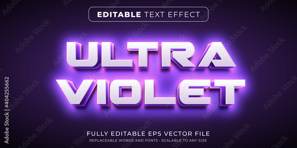 Vector de Stock Editable text effect in intense ultraviolet light style ...