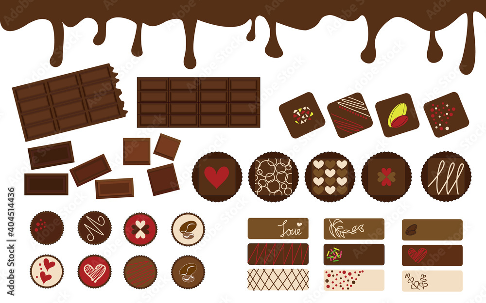 Set of Chocolate icons. Decorative Chocolates illustration for web ...