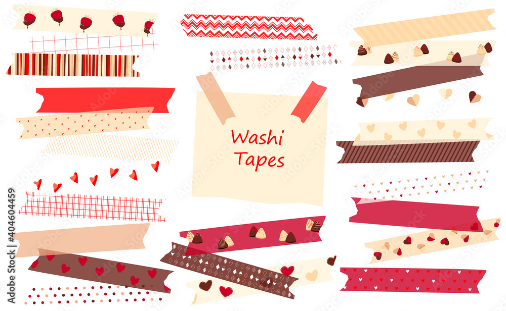 Image vectorielle Stock Set of washi tape valentine's day. | Adobe Stock