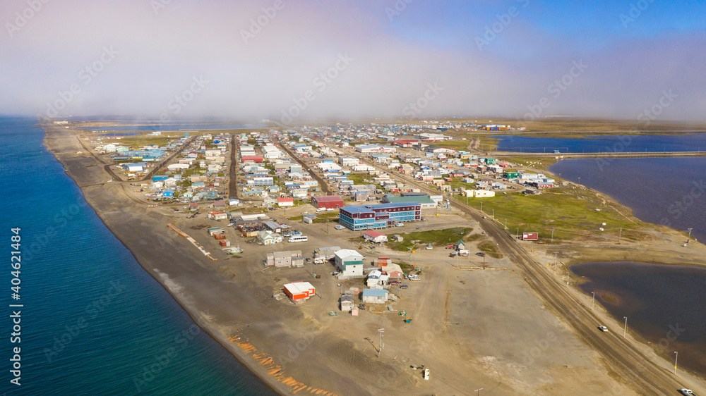 Aerial View Top of the World Whale Bone Arch Barrow Utqiagvik Alaska ...
