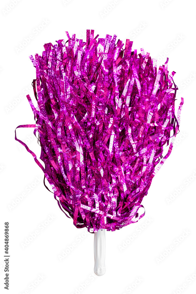 Pink pompoms for cheerleaders hold sports cheer isolated on white ...