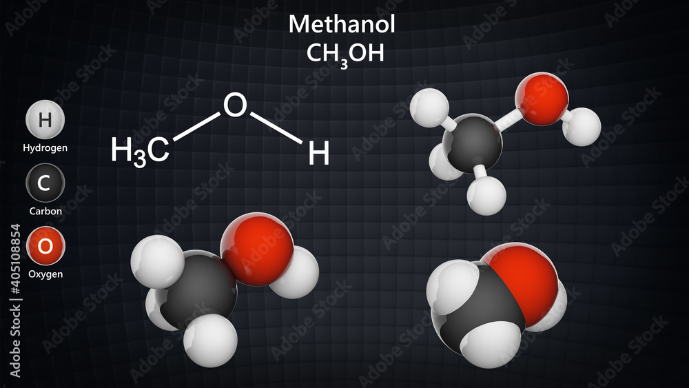Ilustración de Stock Methanol, also known as methyl alcohol among others, is a chemical with the ...