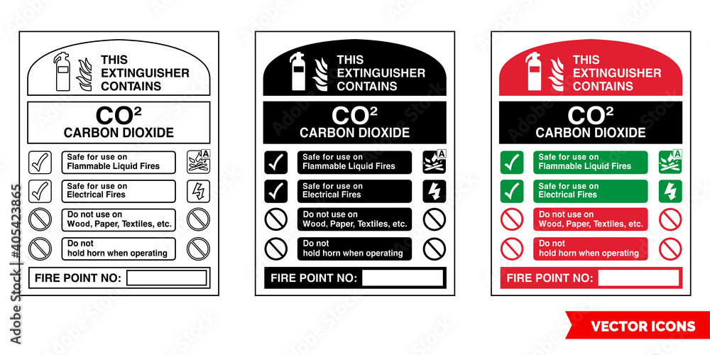 This extinguisher contains CO2 carbon dioxide fire extinguisher id sign ...