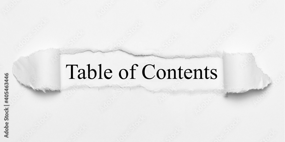 Table of Contents Stock Photo | Adobe Stock