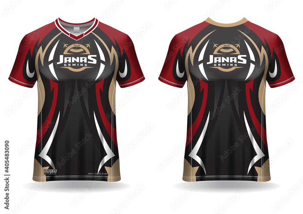 Esport gaming t shirt jersey template, uniform, front and back view ...