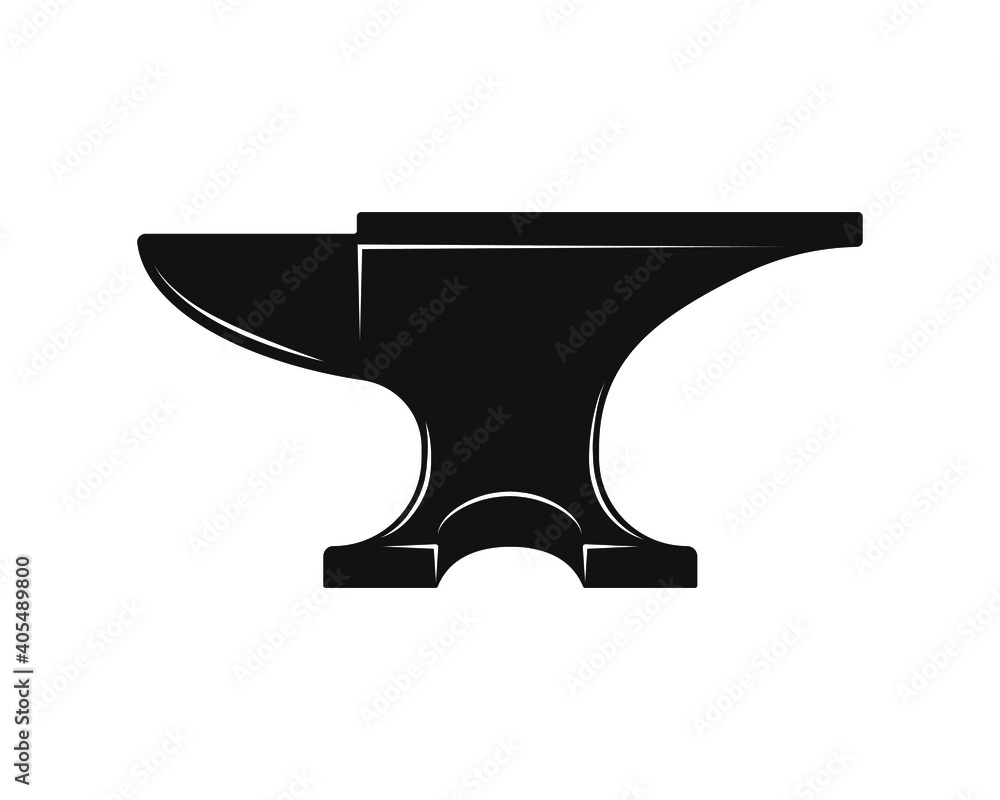 Anvil shape vector icon. Blacksmith workshop sign. Metal forging ...