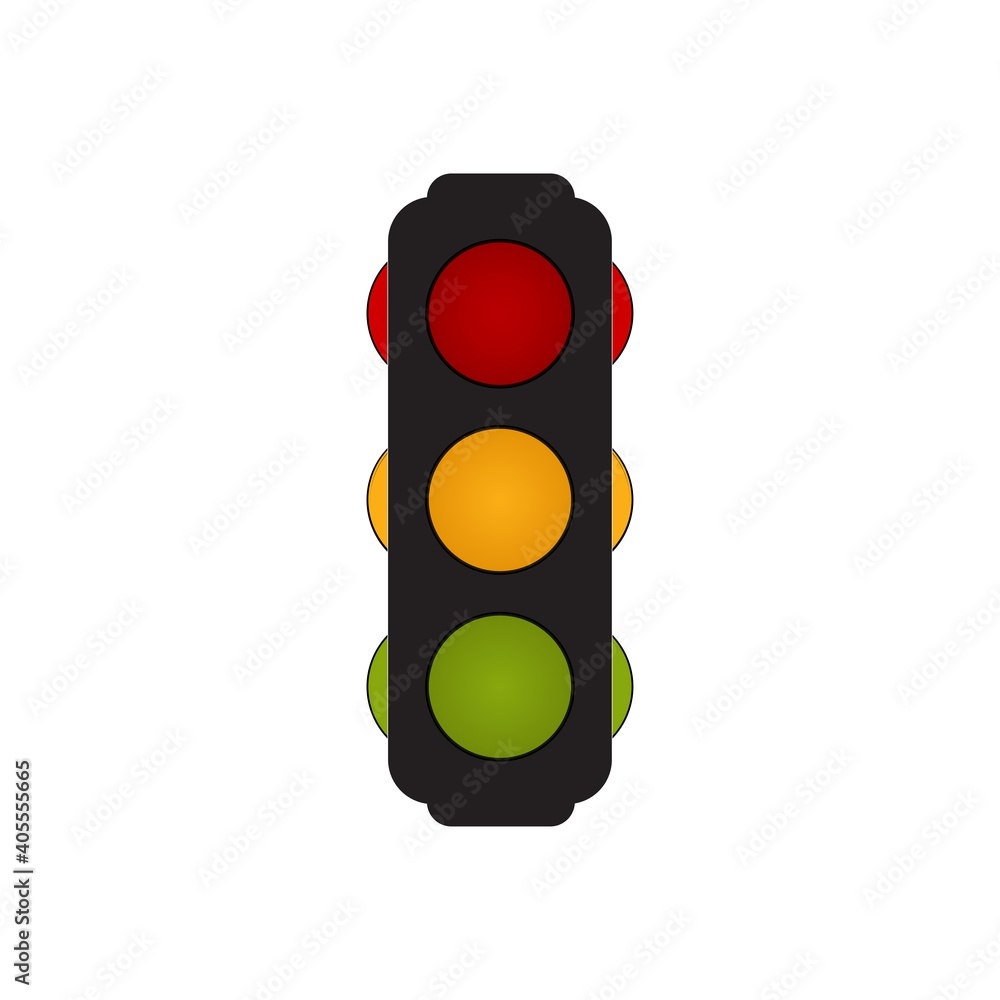 Traffic light icon in flat style with red, yellow, green light - stop ...