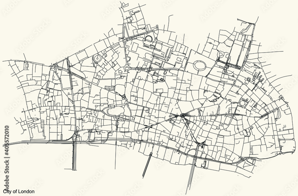 Black simple detailed street roads map on vintage beige background of ...