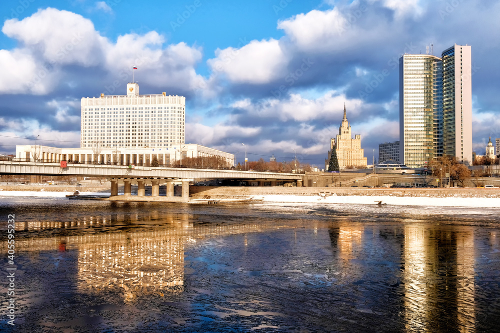 winter moscow city russia architecture landmark skyline with russian ...