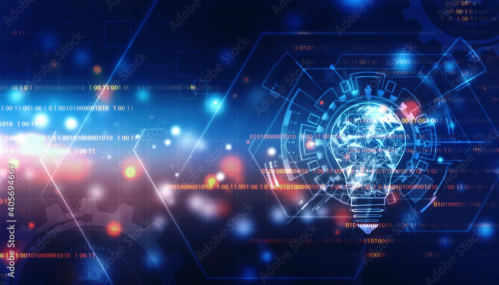 Bulb illustration on technology background, Future technology ...