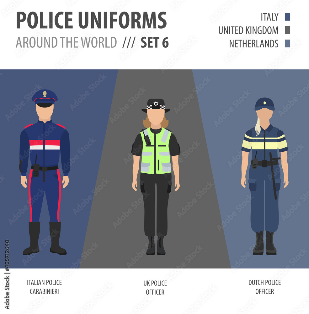 Police uniforms around the world. Suit, clothing of european police ...