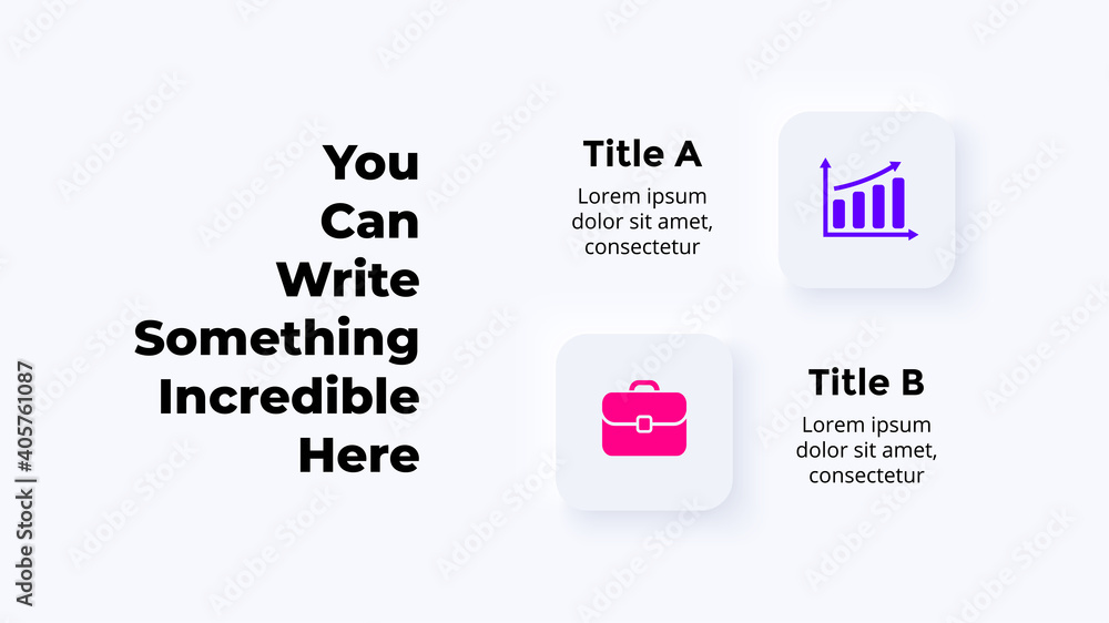 Neumorphic Vector Infographic. Presentation slide template. Squares ...