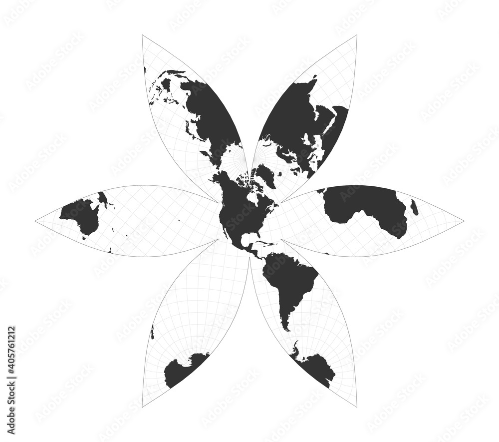 Map of the World. The U.S.-centric Gingery world projection. Globe with ...