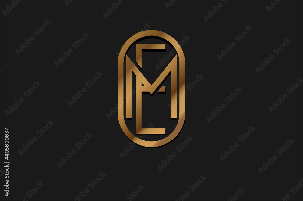 Abstract Initial E and M Logo, Gold Line Monogram style, usable for ...