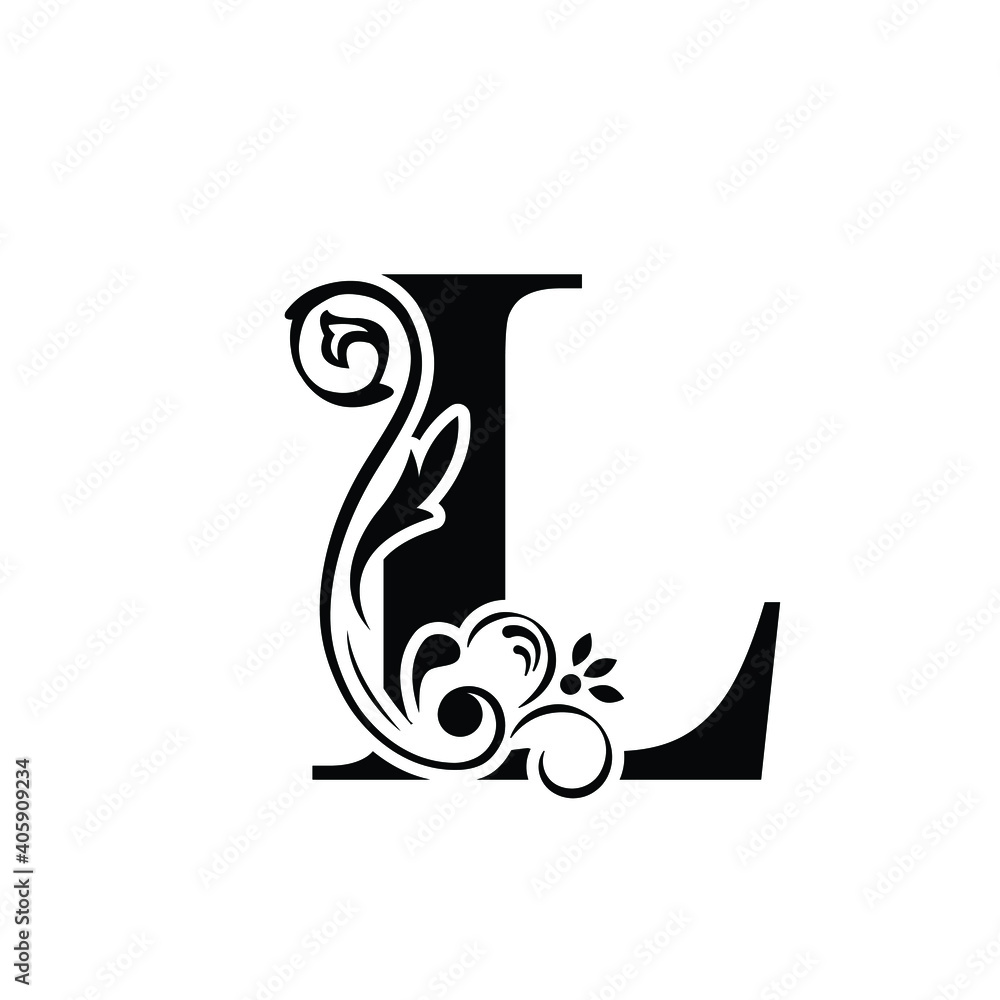 letter L. flower letters. Vintage ornament initial Alphabet. Logo ...