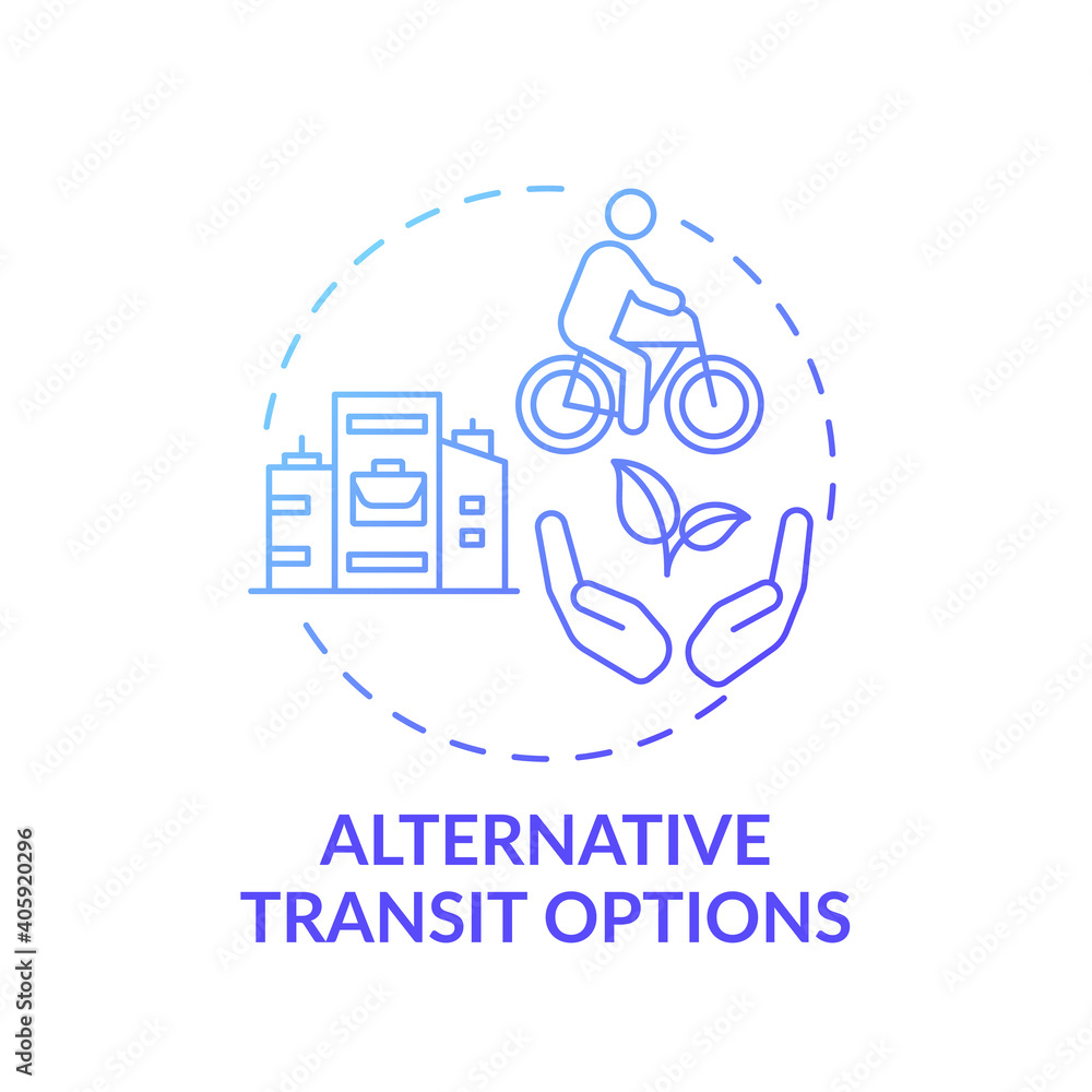 Alternative transit options concept icon. Workplace wellness idea thin ...