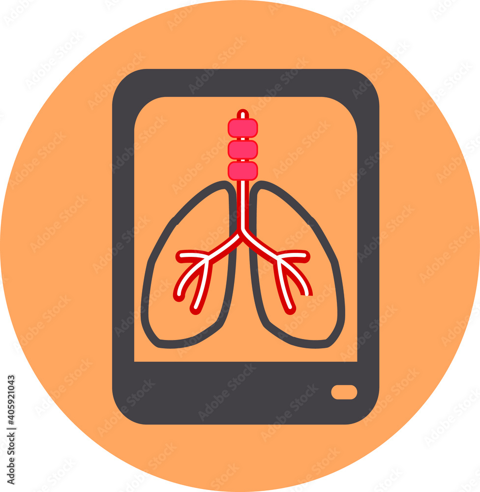 CT scan lungs icon in trendy flat style isolated on a peach background ...