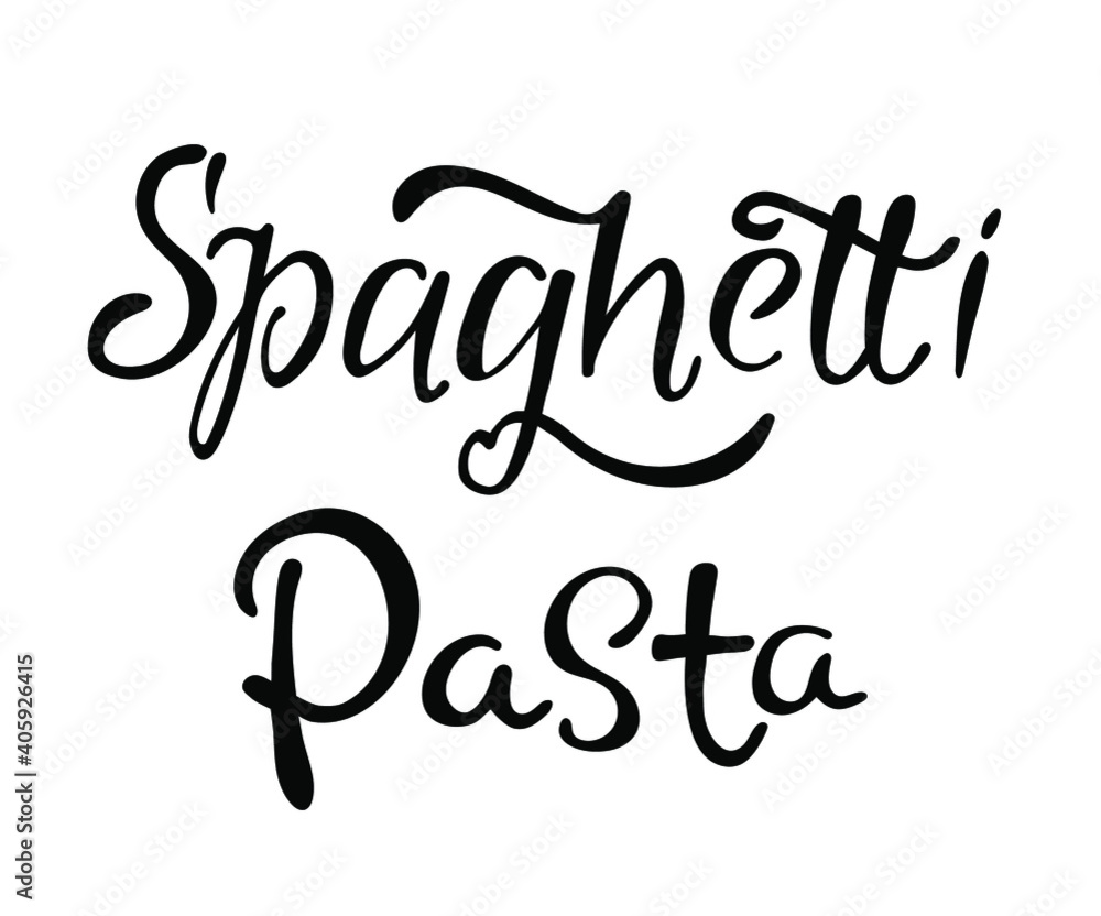 Italian menu hand drawn text, Spaghetti, pasta, ravioli, focaccia faux ...