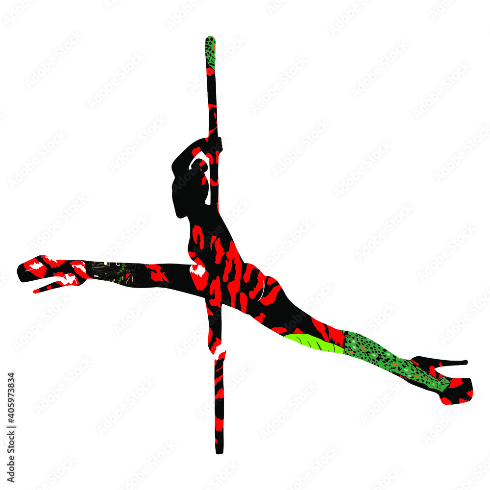 Vector Illustration of a sports girl on a pylon isolated on white ...