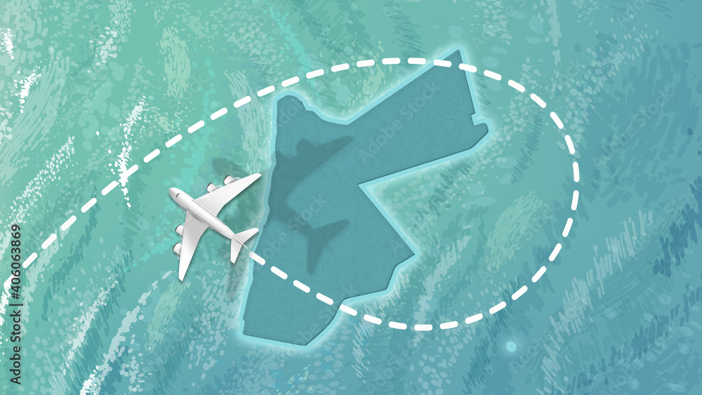 airplane flying on Jordan Map Travel visit discover Jordan 8K ...