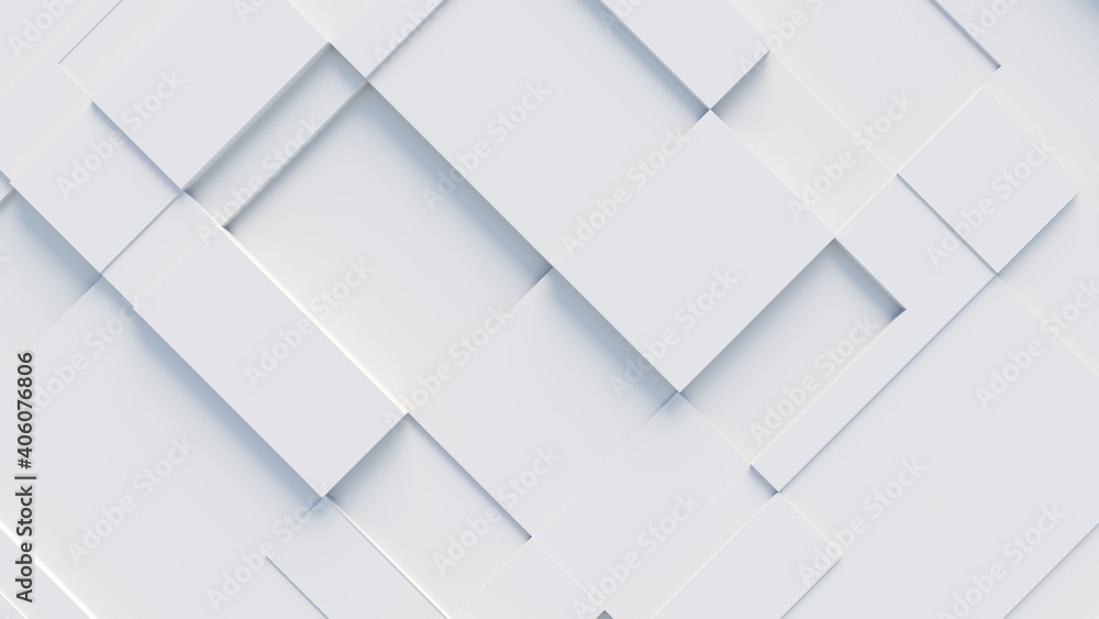 White tech background, with a geometric 3D structure. Clean, minimal ...