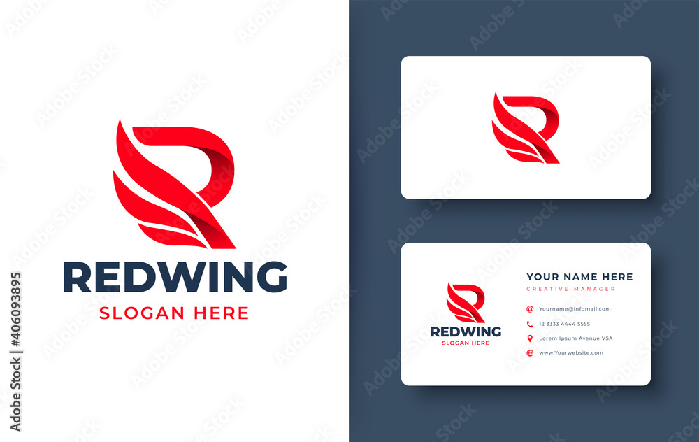 letter R logo monogram with wing element Stock Vector | Adobe Stock