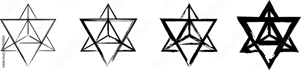 Set of the Merkaba symbols. Mer means light, Ka - spirit and Ba - Body ...