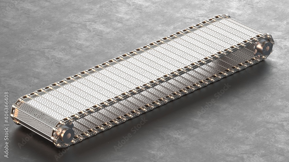 Stockillustratie PLATE LINK CONVEYOR BELT ROLLER CHAIN - ROUND HOLE ...