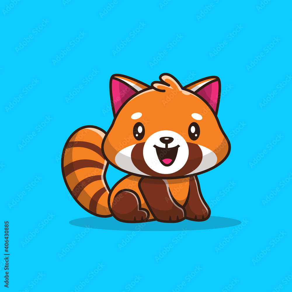 Cute Red Panda Sitting Cartoon Vector Icon Illustration. Animal Nature ...