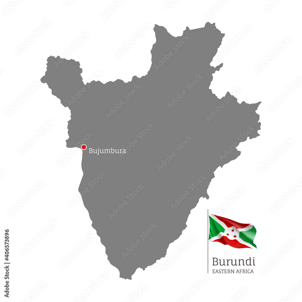 Vector de Stock Silhouette of Burundi country map. Gray detailed ...