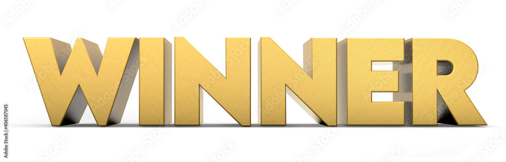 Winner word made from realistic gold isolated on white background. 3d ...