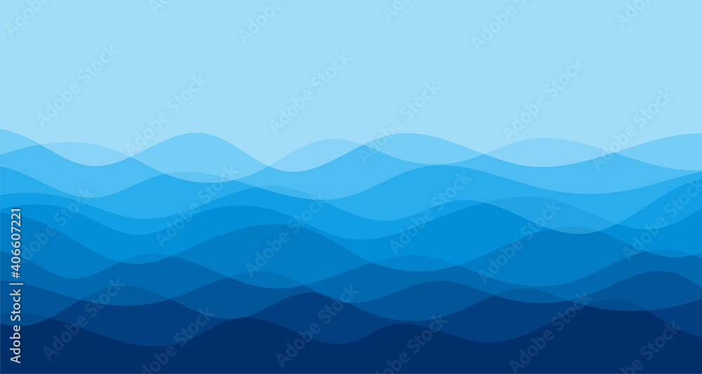 Blue water wave line deep sea pattern background vector illustration ...