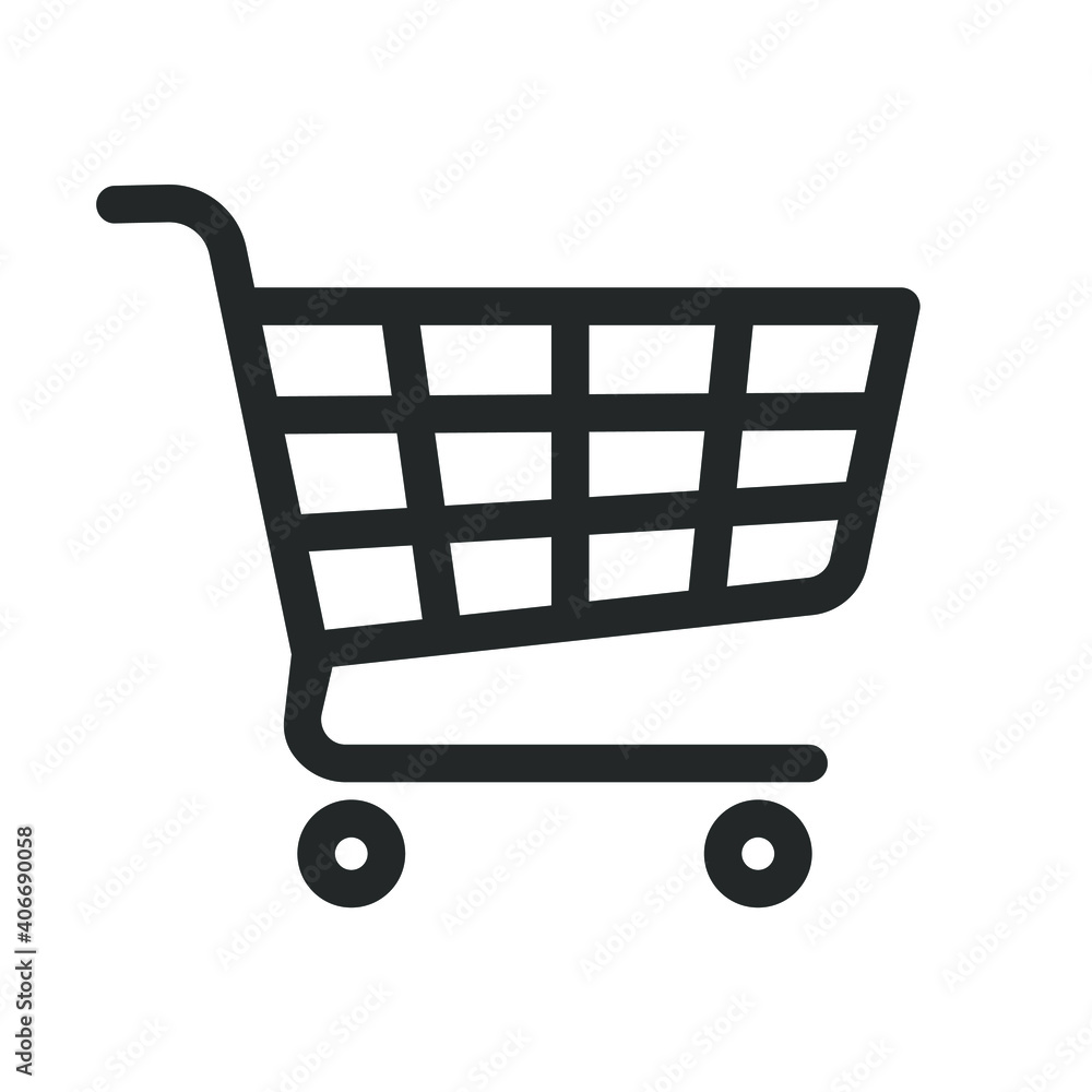 Shopping cart icon symbol. Flat shape trolley web store button. Online ...
